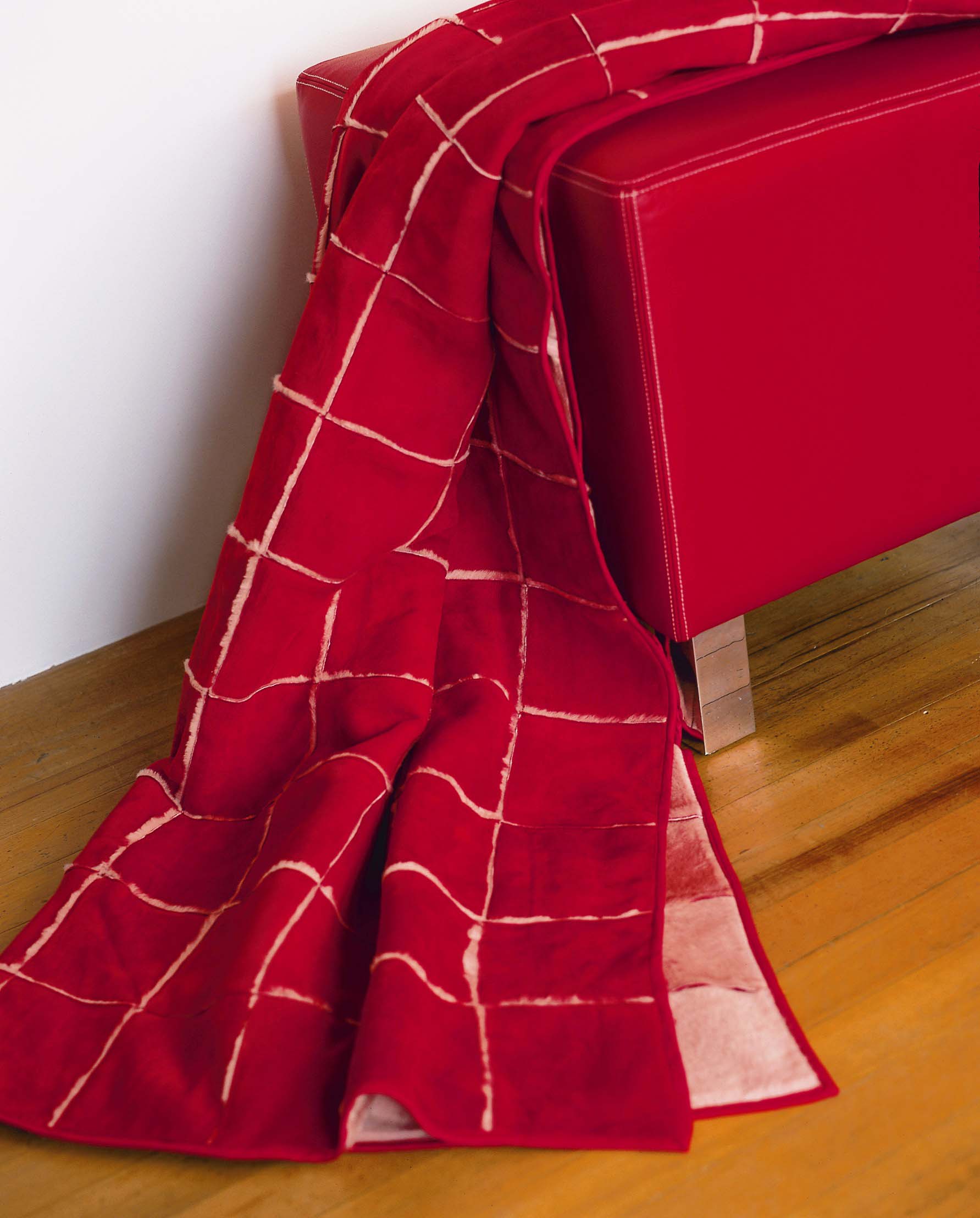 Dentro Home | Sueño Merino Red Shearling Patchwork Throw